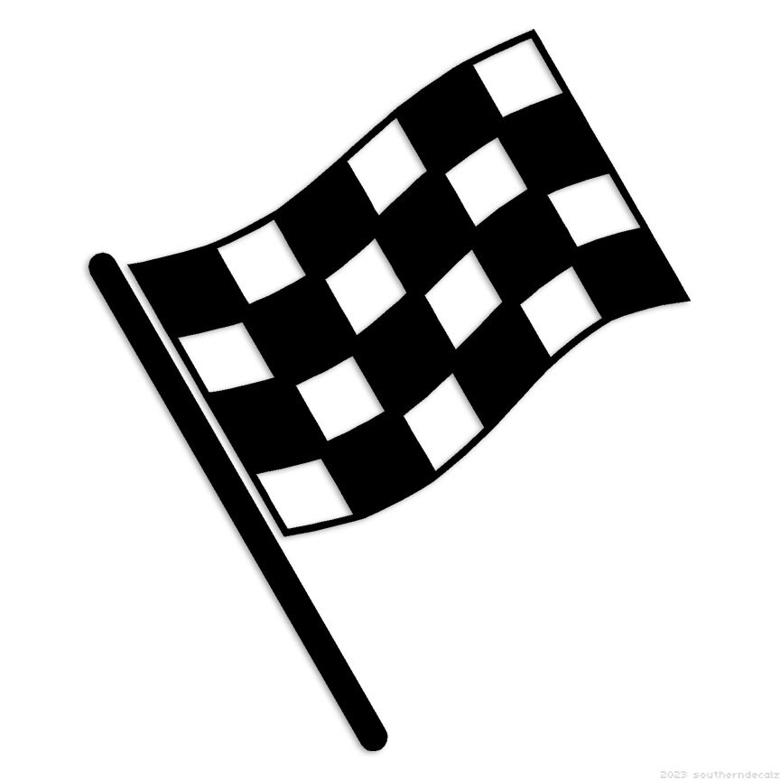 Checkered Flag Pinstriping Eagle Head, American Flag And Racing Flag