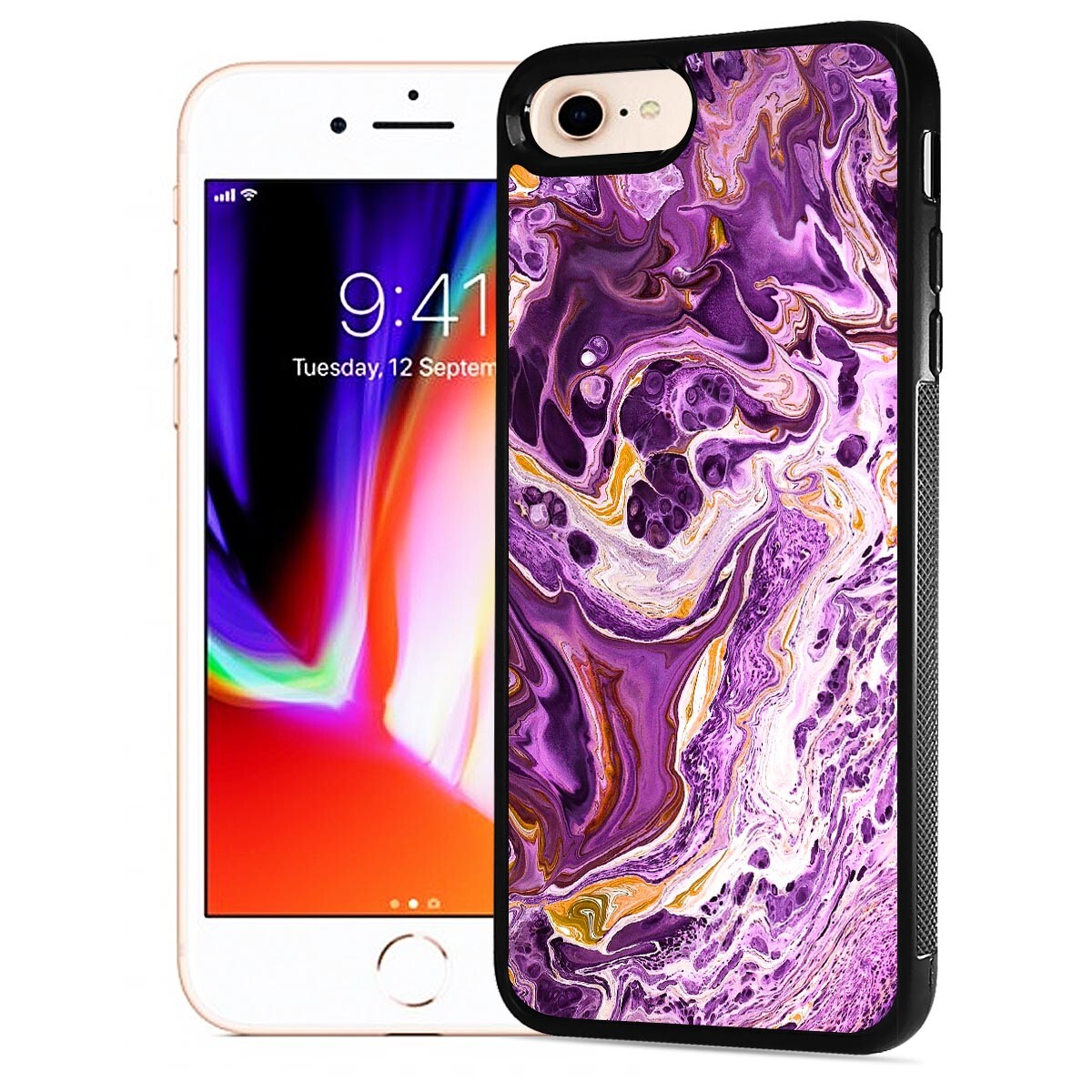 ( For iPhone 7 ) Back Case Cover AJ12555 Purple Marble Crystal | eBay