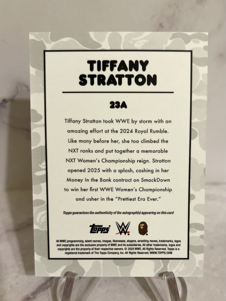 Tiffany Stratton Auto (1/5) 2025 Topps WWE x Bape Multicolor Camo SSP ...