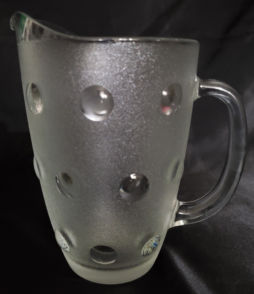 🍹 Veteria Di Borgonova Frosted Polka Dot Pitcher 🇮🇹 1970' Italian MCM ...