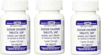 Sodium Chloride Tablets 1 Gram 100 Per Bottle Salt *Three Pack* | eBay
