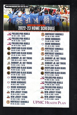 Johnstown Tomahawks 2022-23 Large Card Schedule UMPC Health Plan NAHL ...