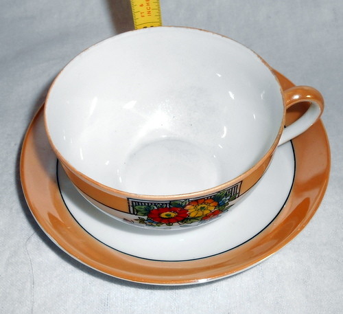 Japan Orange Peach Luster Ware Floral Cup & Saucer: Noritake Early Mark ...