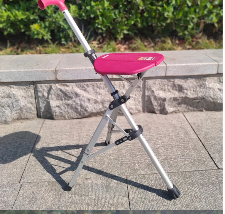 Stainless Steel Folding Cane Stool Crutch Chair Seat Walking Stick ...