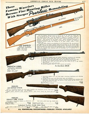 1945 Print Ad of Peerless Rifle Gun Stocks for Lee Enfield SMLE 303cal ...