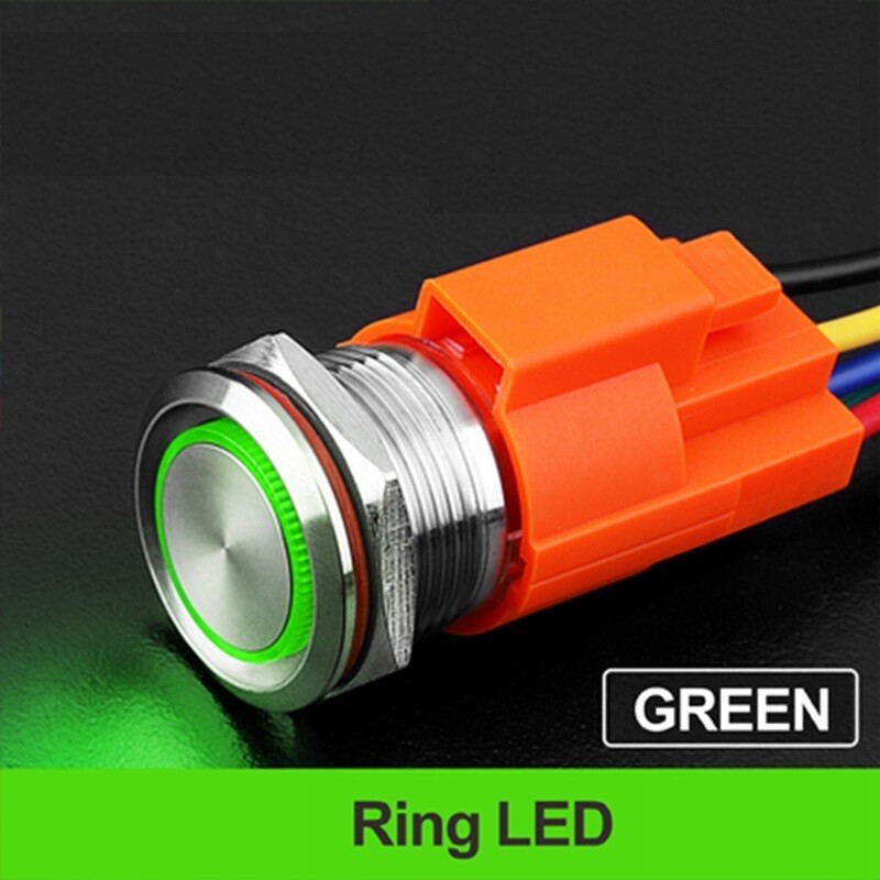 19mm Latching LED light 110V Red Blue Button Waterproof Metal Push ...