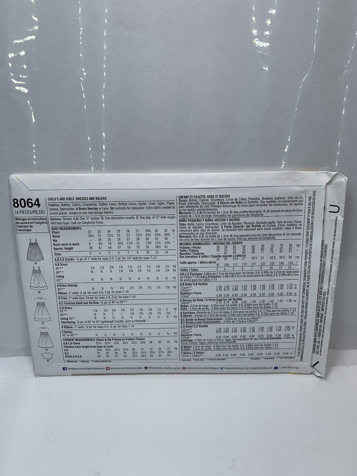 Simplicity 8064 Girls Dress Bolero Summer Spring Sewing Pattern 3-6 ...