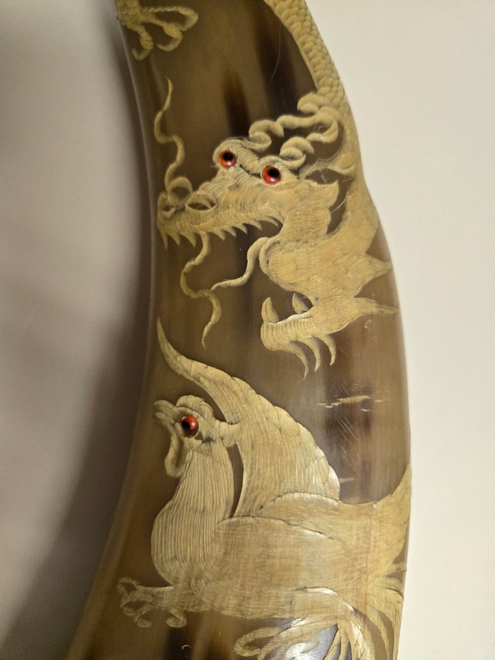 21" Carved Dragon water buffalo tusk FREE SHIP | eBay