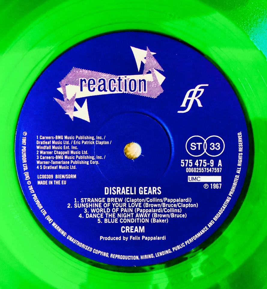 CREAM - Disraeli Gears - Vinile Verde Trasparente (Clear Green Vinyl ...
