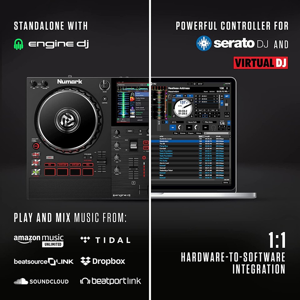 Numark Mixstream Pro+ DJ Controller Amazon Music, Serato & Virtual DJ ...