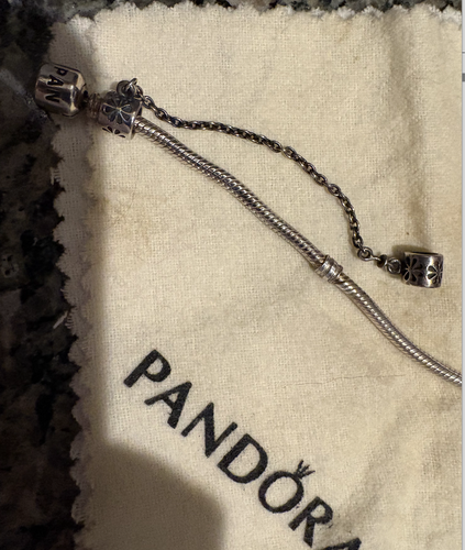 PANDORA 7" Bracelet with saftey chain | eBay