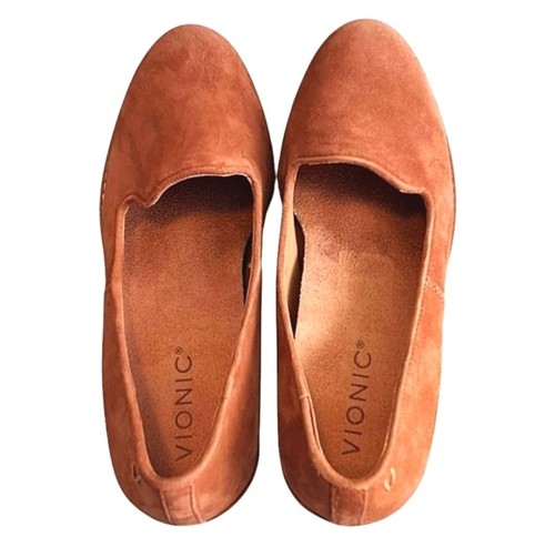 VIONIC WOMENS SIZE 6.5 COGNAC SUEDE SLIP ON LOAFERS | eBay