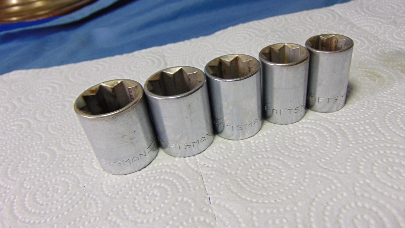 Rare Vintage =CRAFTSMAN= 1/2" Drive 5 Pce 8 POINT Socket Set Std SAE =V ...