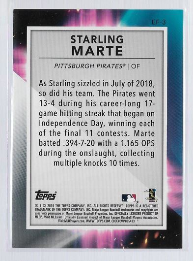 2019 Topps Fire #EF-3 Starling Marte En Fuego Blue Chip | eBay