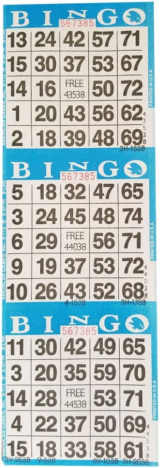 Bingo Paper Game Cards – 3 Card – 10 Bingo Sheets – 100 Books – 10 ...