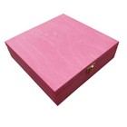 Wooden Jewellery Square Box, 23x23x6cm , Hand Painted in Pink Colour ...