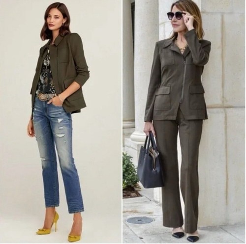 Cabi Jacket Womens S Olive Green Military Academy Blazer Asymmetrical ...
