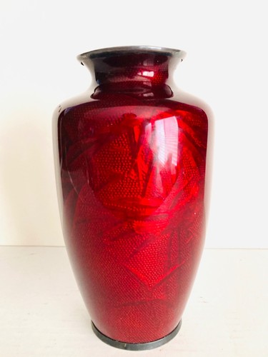 Japanese Akasuke Ginbari Cloisonne Vase Pigeon Blood Enamel Vase Bamboo ...