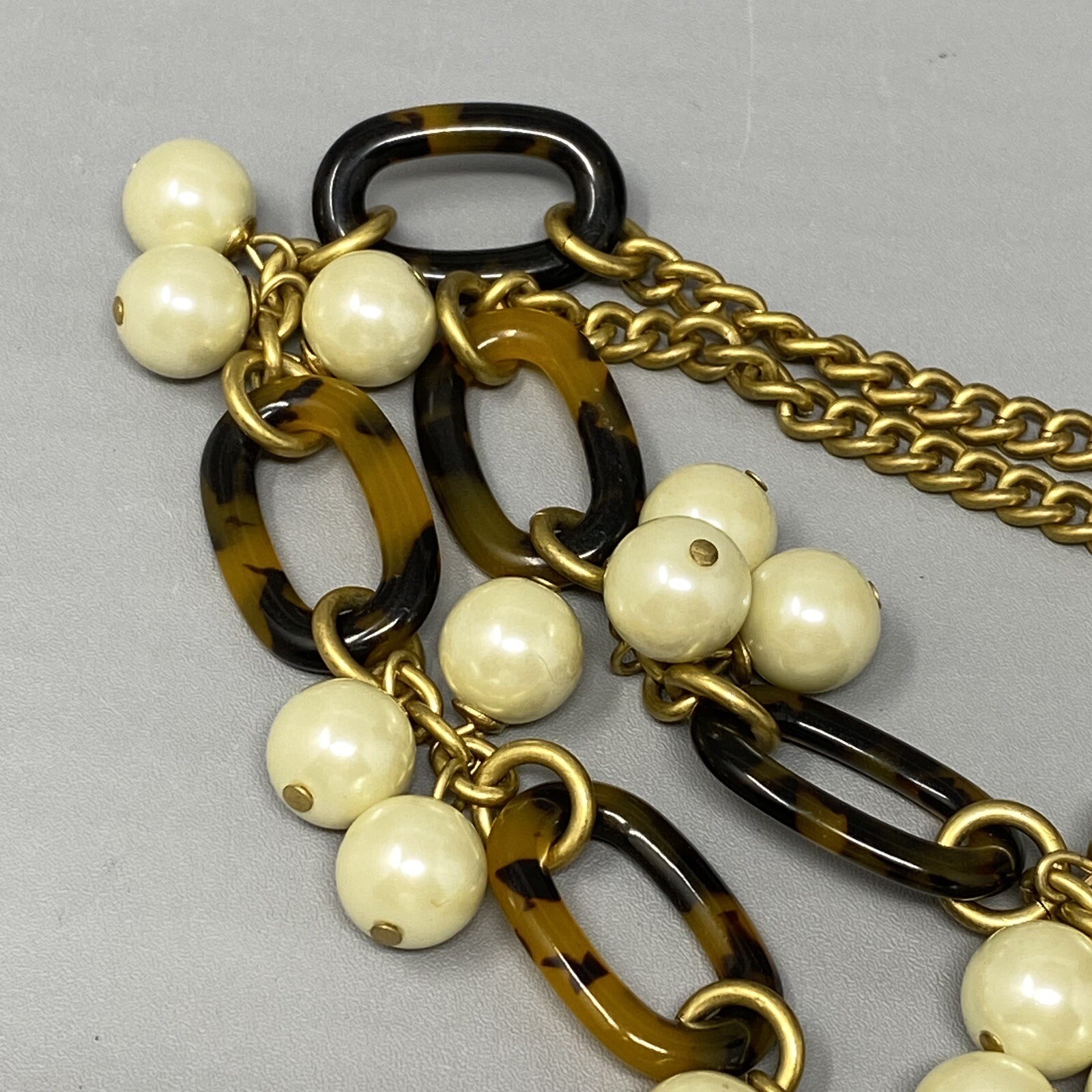 J Crew Necklace Faux Tortoise Shell Simulated Pearl C… - Gem