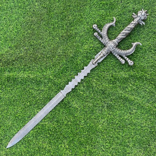 Authentic Damascus Steel FANCY Sword, Handcrafted Sharp Durable ...