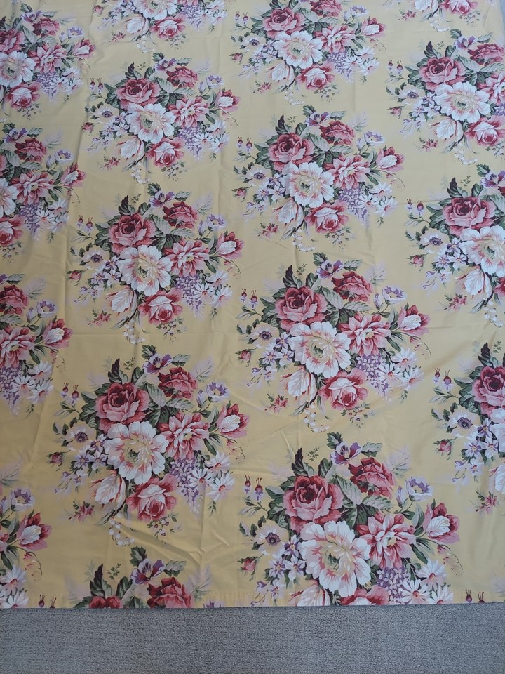 Ralph Lauren Sophie Brooke Twin Flat Sheet Yellow Cottage Roses Floral ...