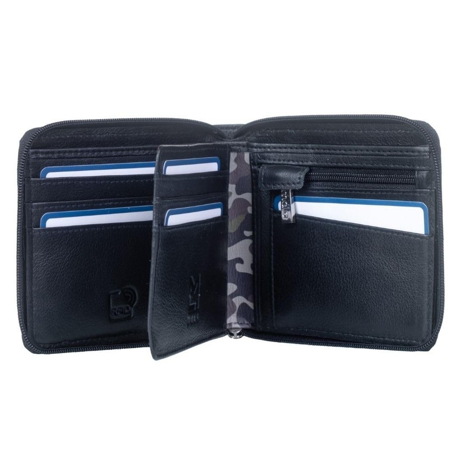 Mala Leather Spitfire Plane Zip Around RFID Leather Wallet Black | eBay UK