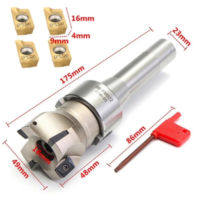 R8 FMB22 Arbor 400R 50MM Face End Mill Shell Cutter +APMT1604 Inserts ...