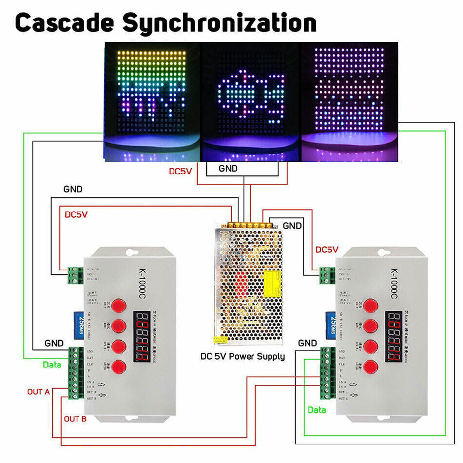 K1000C K4000C K8000C led controller programmable DMX/SPI WS2812B WS2811 ...