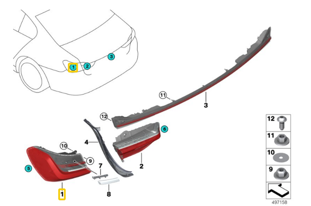 Genuine BMW 7 G11 G12 LCI Sedan Rear Left Light in The Side Panel ...