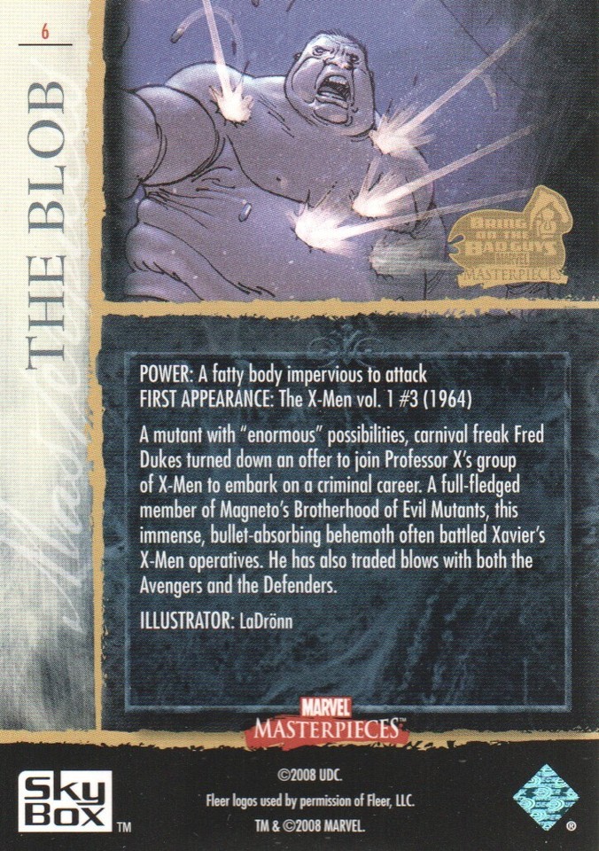 2008 Marvel Masterpieces 3 Trading Card #6 The Blob | eBay