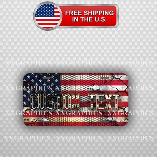 American Flag USA Personalize Custom TEXT Name Aluminum License Plate ...