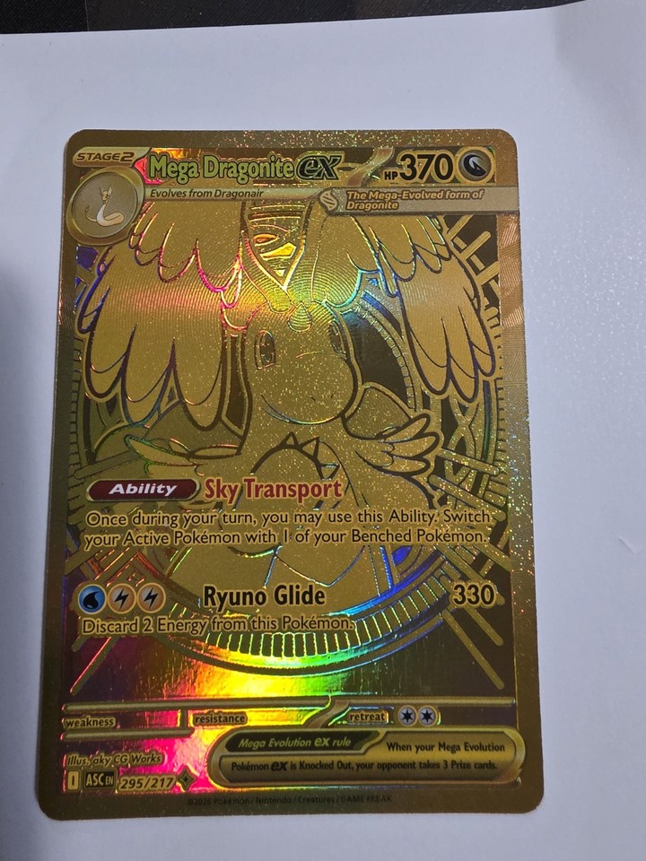 Mega Dragonite ex 295/217 Gold Hyper Rare Pokemon Ascended Heroes IN ...