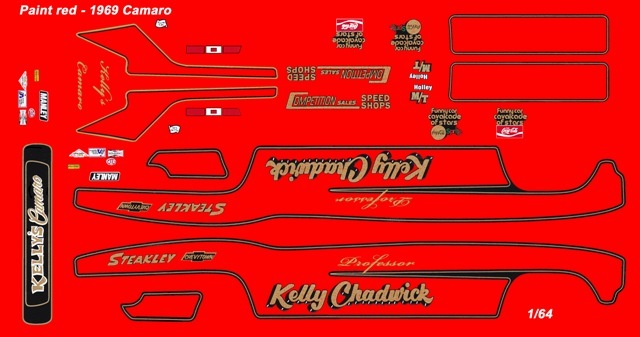 Professor Kelly Chadwick Camaro NHRA Drag 1/64th Scale Waterslide ...