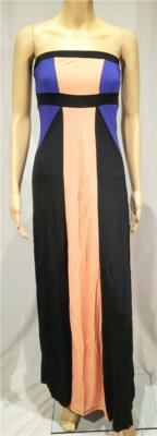 New 2b Bebe Coral Purple And Black Colorblock Maxi Dress - NWOT - Size ...