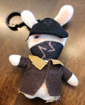 Raving Rabbid Watchdogs Plush 4" Keychain Clip Rabbit Mcfarlane Ubisoft ...