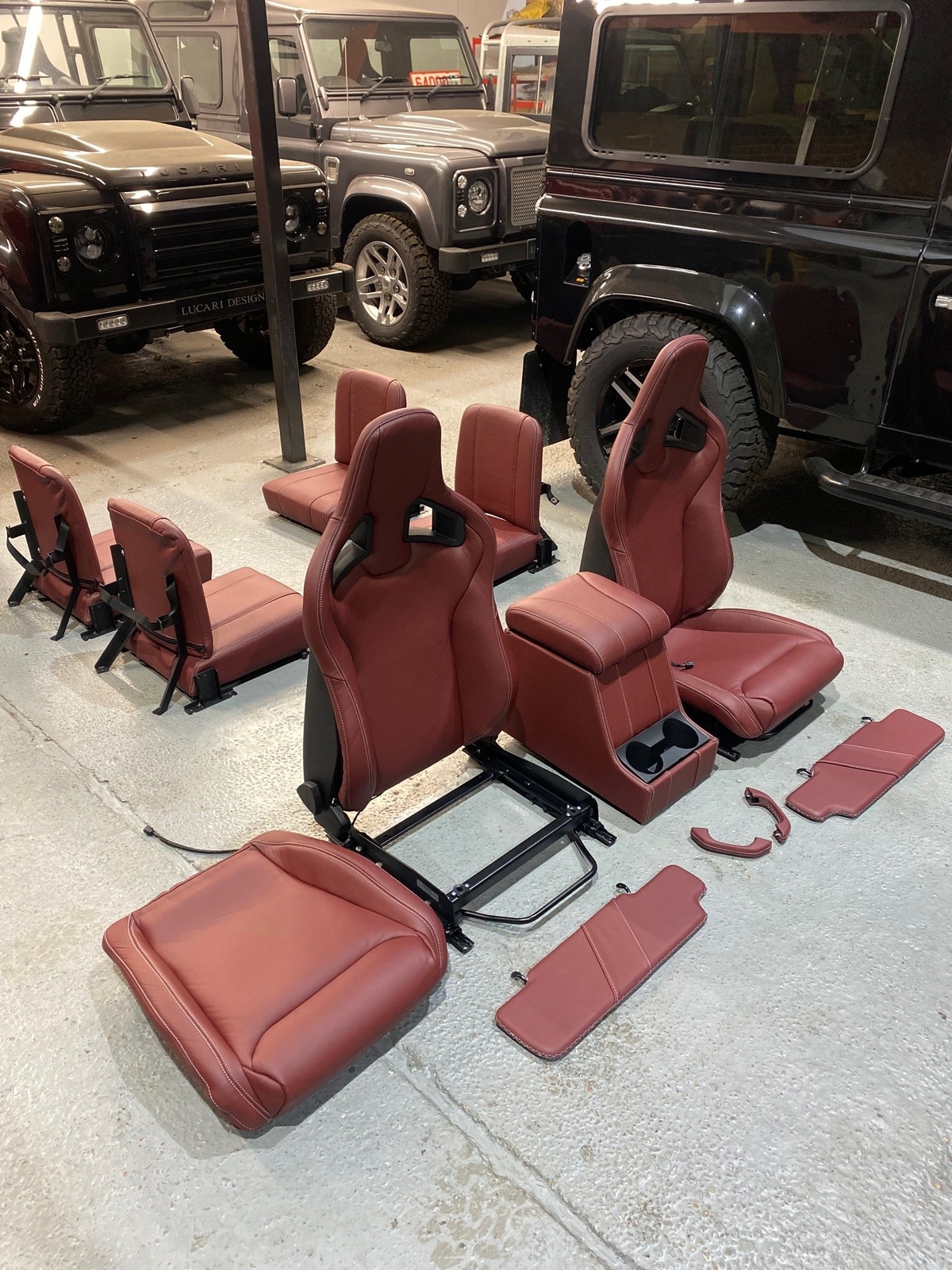 Red/Burgundy leather interior Cubby, Recaro seats fits Land Rover ...