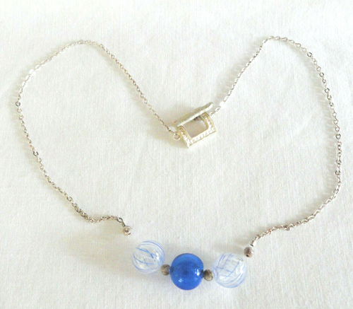 VTG Sterling Silver Bubble Glass Transparent Hollow 3 Bead Necklace ...