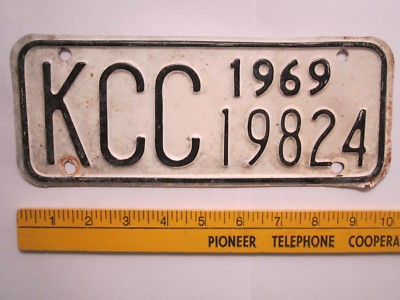 LICENSE PLATE Car Tag 1969 KANSAS CORPORATION COMMISSION KCC 19824 ...