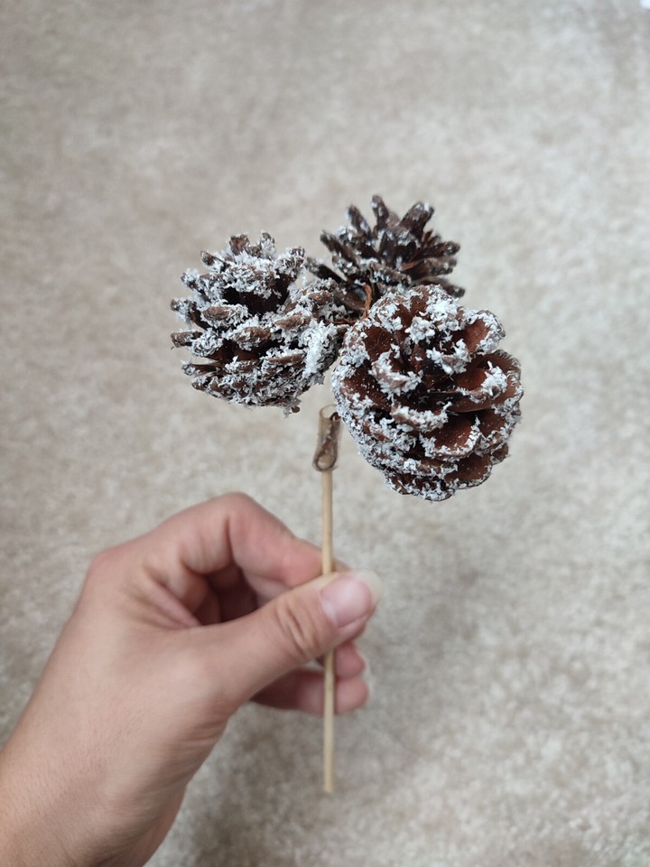 x24 Snowed Trio Pine Cone Pick 20 cm Bulk Job Lot Bundle Christmas ...