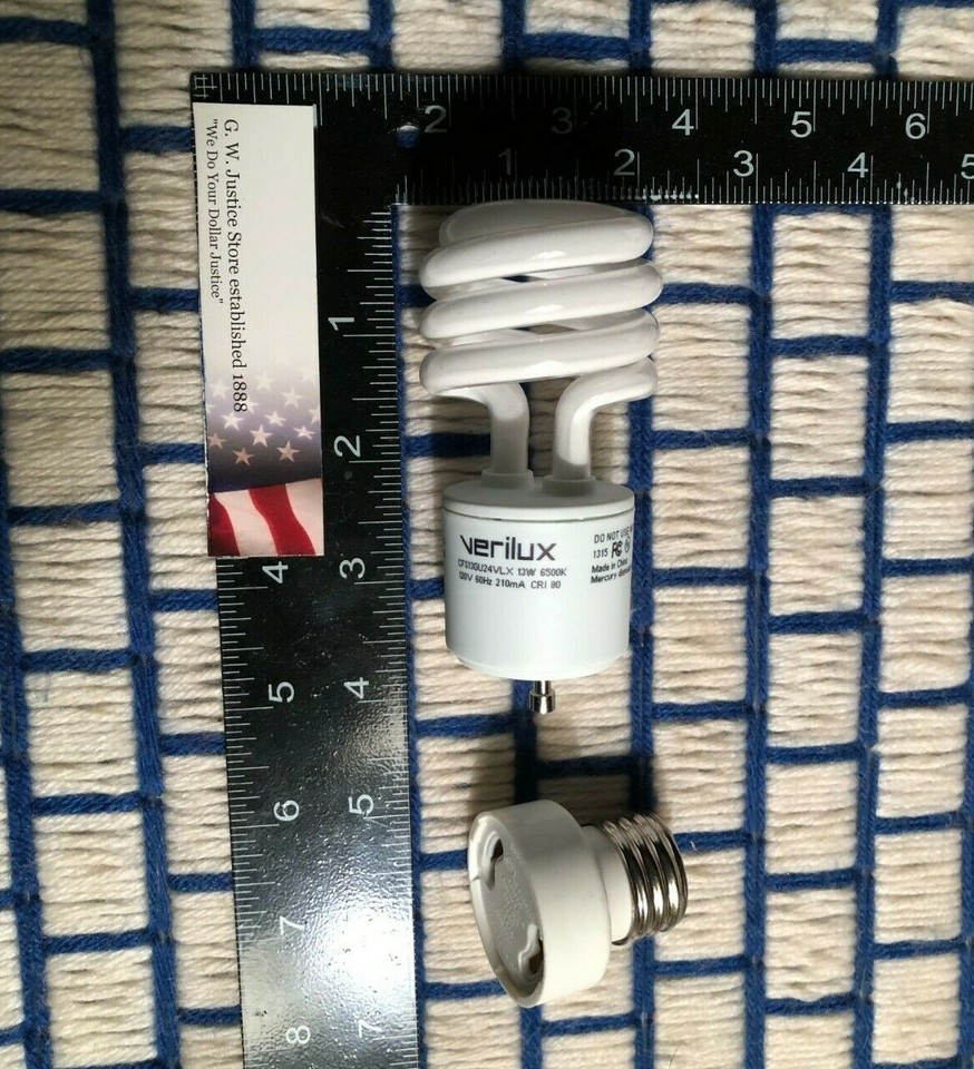 26w & 13w Verilux Natural Spectrum light bulb GU24 w/ free adapter ...