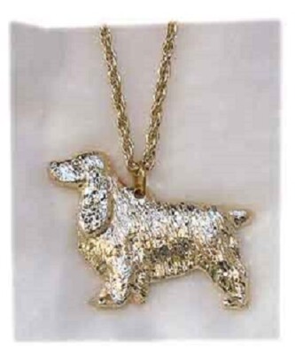 English Cocker Spaniel Gold Plated Necklace Pendant 20" Chain Jewelry ...