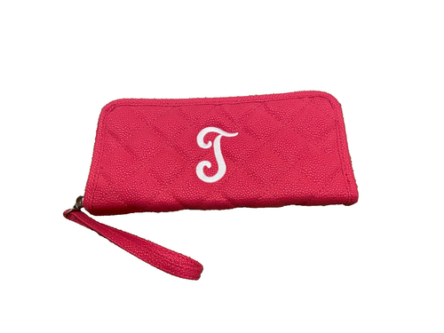Initials Inc Wristlet Purse Wallet Bag Quilted Pink Berry - Embroidered ...