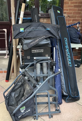 Huge complete match fishing set up - Rods. Nets Box Seat Clothes ...