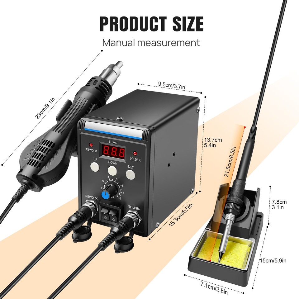 700W Soldering Station Digital Hot Air Rework Station Solder Sucker ...