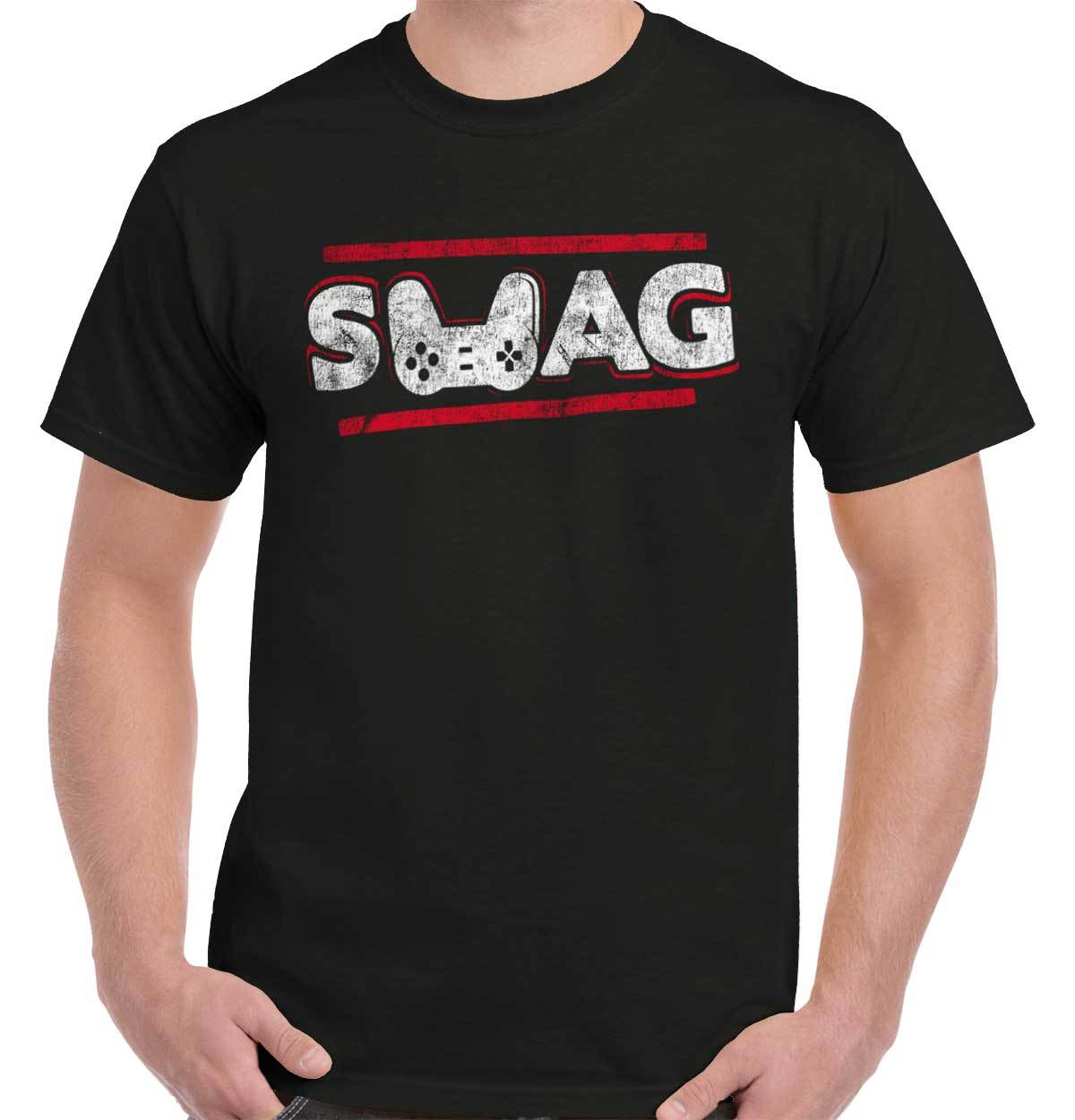 Swag Gamer Nerd Geek Swagger Gaming Gift Mens Short Sleeve Crewneck Tee ...