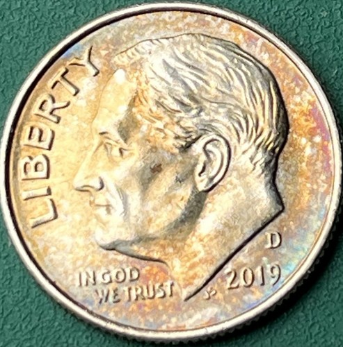 2019 D UNITED STATES ROOSEVELT ONE DIME Hight Grade Colourful ...