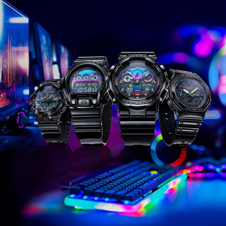 CASIO G-SHOCK GA-700RGB-1AJF Virtual Rainbow Gamer’s RGB Analog Digital ...