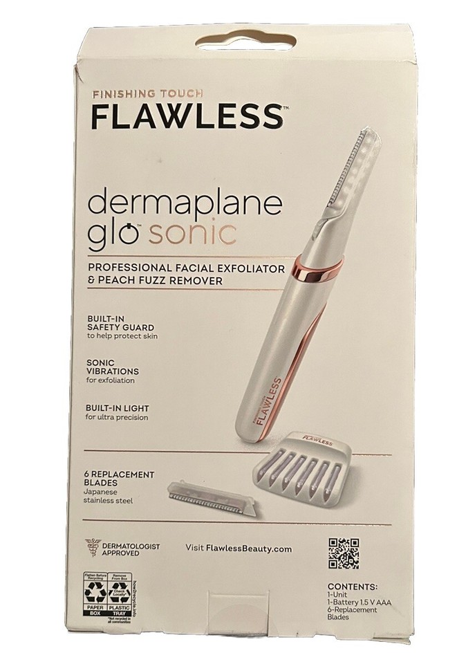 Finishing Touch Flawless Dermaplane Glo Sonic Lighted Facial Exfoliator ...