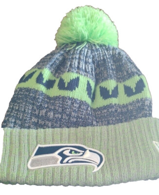 NEW Seattle Seahawks Women's New Era Yarn Cuffed Pom Knit Beanie NWOT ...