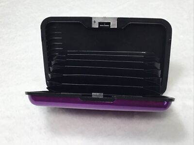 Hard Shell Purple Compact Credit Card Holder 7 Slots For Cards w/ Snap ...